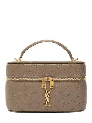 Saint Laurent Gaby Mini Quilted Leather Top Handle Bag - Taupe