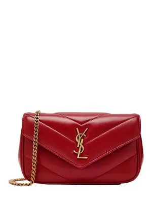 Saint Laurent Loulou Mini Quilted Leather Shoulder Bag - Red