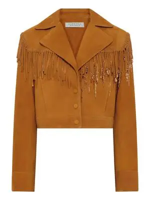Gabriela Hearst Azra Fringe Suede Jacket With Charms - Cashew
