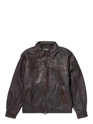 FRIZMWORKS Distressed Leather Jacket - Brown