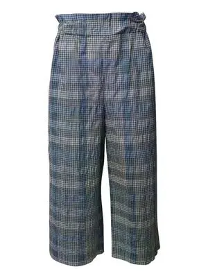 GANNI Checked Wide-leg Trousers - Blue