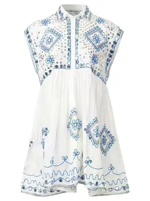 JULIET DUNN Mirror-embellished Mini Shirt Dress - White