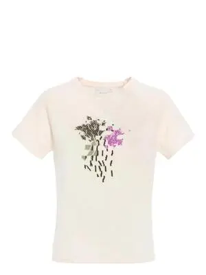 BARRIE Cashmere Top With Floral Motif - Pink