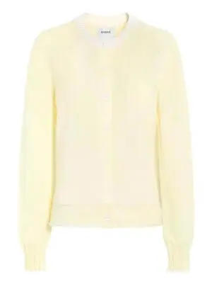 BARRIE Ribbed Cashmere Cardigan - Yellow