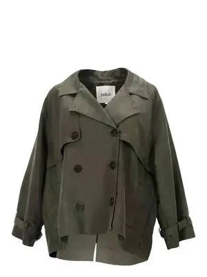 Ba&sh Double-breasted Twill Jacket - Green