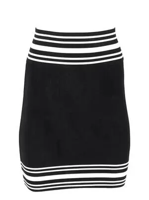 Balmain Striped Knitted Mini Skirt - Black