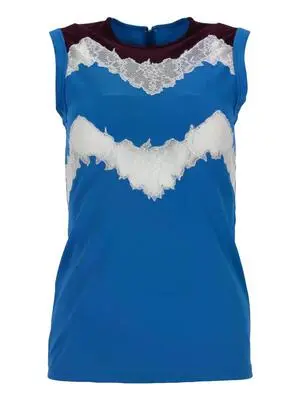 Valentino Garavani Lace-trimmed Sleeveless Top - Blue
