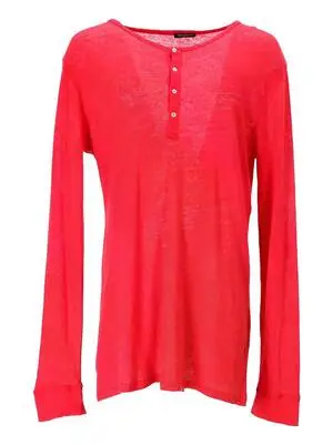 Balmain Half-button Long-sleeve T-shirt - Red