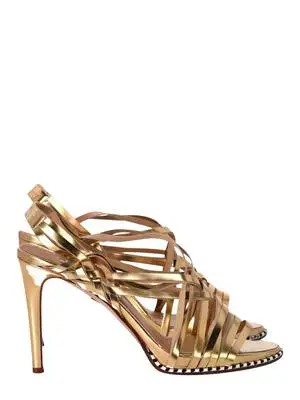 Diane Von Furstenberg Strappy Slingback Sandals - Gold