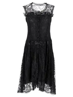 Valentino Garavani Lace A-line Midi Dress - Black