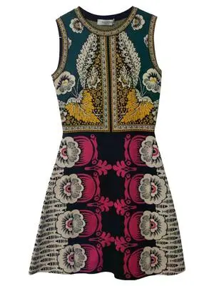 VALENTINO Sleeveless Floral-Detail Midi Dress