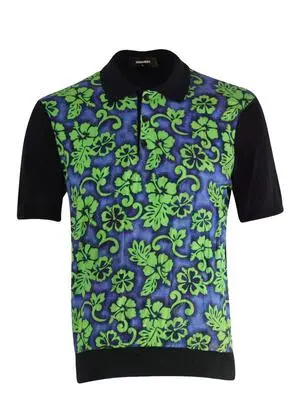 Dsquared2 Flower-print Polo Shirt - Black