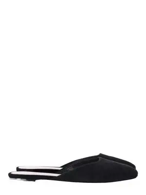 PORTE & PAIRE Square-toe Suede Mules - Black