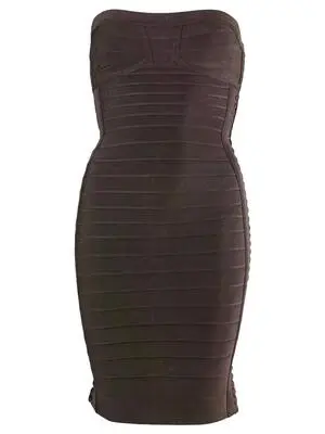 Herve Leger Strapless Midi Dress - Brown