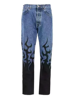 Vetements Flame-print Straight-leg Jeans - Blue