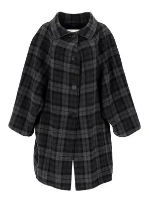 Balenciaga Flannel Checked Coat - Black