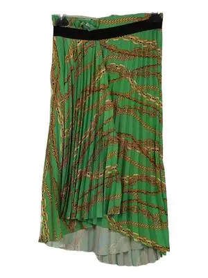 Balenciaga Pleated Chains-print Midi Skirt - Green