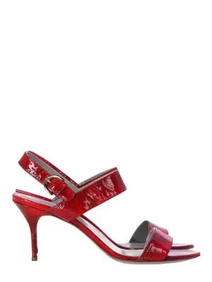 SERGIO ROSSI Snakeskin Print Ankle-strap Sandals - Red