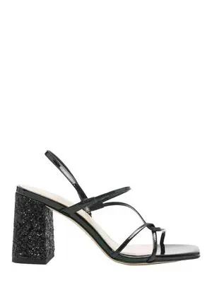 Sandro Glitter Block-heeled Sandals - Black