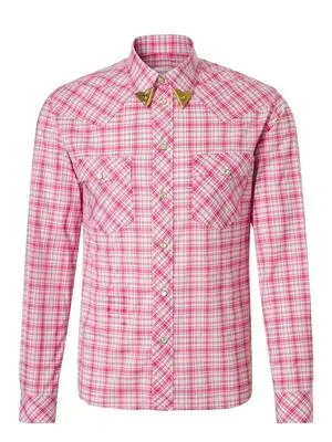 Versace Checked Cotton Poplin Shirt - Red