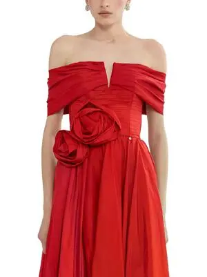 NISSA Floral-applique Maxi Dress - Red