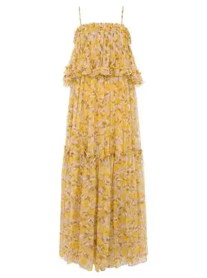Chloé Thin-strap Long Dress - White - Yellow