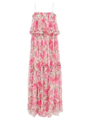 Chloé Thin-Strap Maxi Dress White Pink