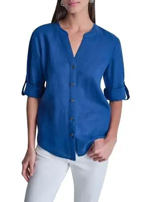 Dkny Linen Button-up Shirt - Admiral