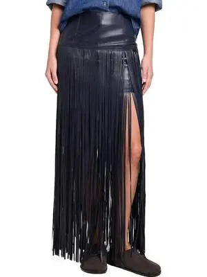 TWP Genuine Leather Fringe Skirt