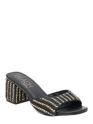 Matisse Birdie Block Heel Sandal - Black Multi Raffia