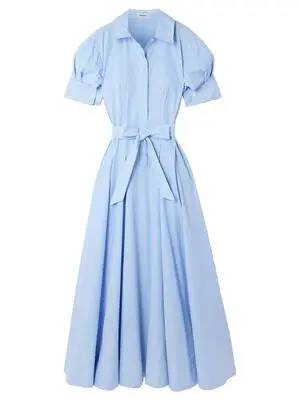 Simkhai Truman Belted Striped Midi Shirt Dress - Blue