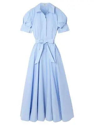Simkhai Truman Belted Striped Shirt Dress - Blue
