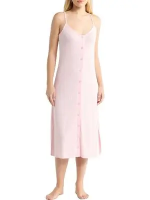 French Connection Rib Button Front Nightgown - Icy Pink
