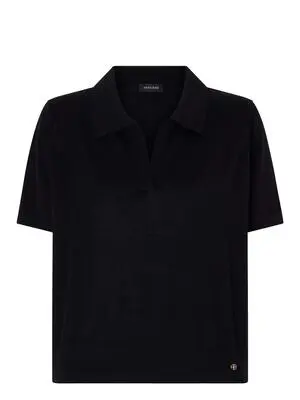 ANINE BING Merino Wool And Cashmere-blend Polo Shirt - Black