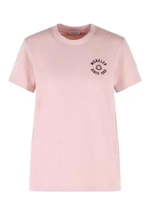 Moncler Logo Cotton T-shirt - Pink