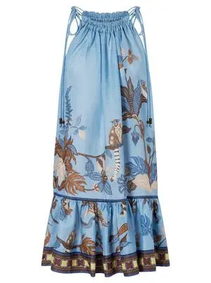 ALEMAIS Georgie Gathered Tiered Printed Ramie Mini Dress - Multi