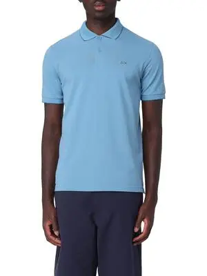 SUN 68 Cotton Polo Shirt Gnawed Blue