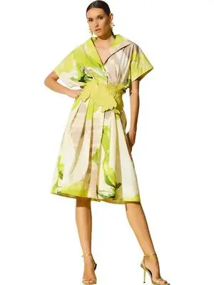 Natori Orchid Cotton Poplin Shirtdress - Yellow