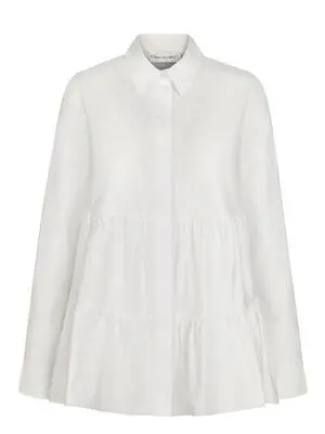 Oscar De La Renta Cotton Poplin Tie Blouse - Red