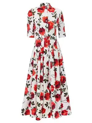 Carolina Herrera Rose-print Midi Shirt Dress - White