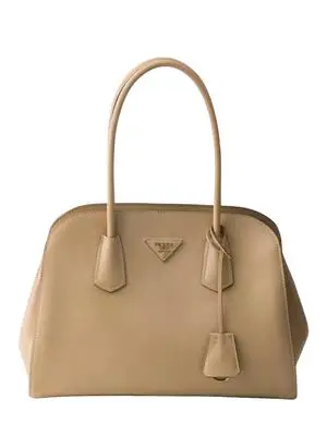 Prada Medium Leather Tote Bag Neutrals
