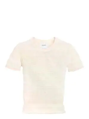 BARRIE Striped Top In Embossed Knit - Neutrals