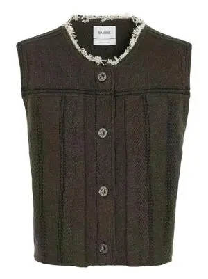 BARRIE Fringed Cashmere Vest - Green