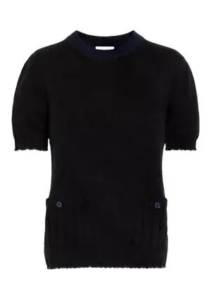 BARRIE Ribbed Cashmere Top - Black