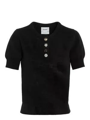 BARRIE Jeweled Button Top - Black