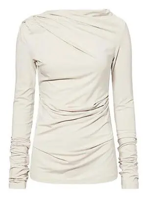 ENTIRE STUDIOS High-neck Draped Jersey Top - Stone