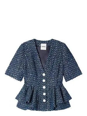 Sandro Sequin-embellished Peplum Jacket - Navy Blue