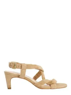 DUNE Heeled Suede Sandals - Taupe Suede