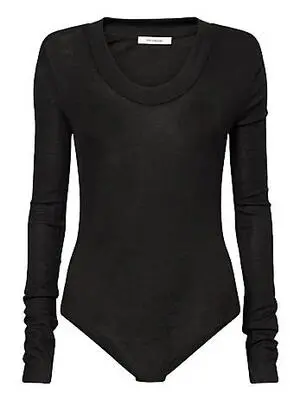 ENTIRE STUDIOS Round-Neck Long-Sleeve Knitted Bodysuit Black