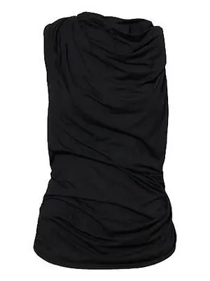 ENTIRE STUDIOS Draped Round-neck Stretch-jersey Tank Top - Black